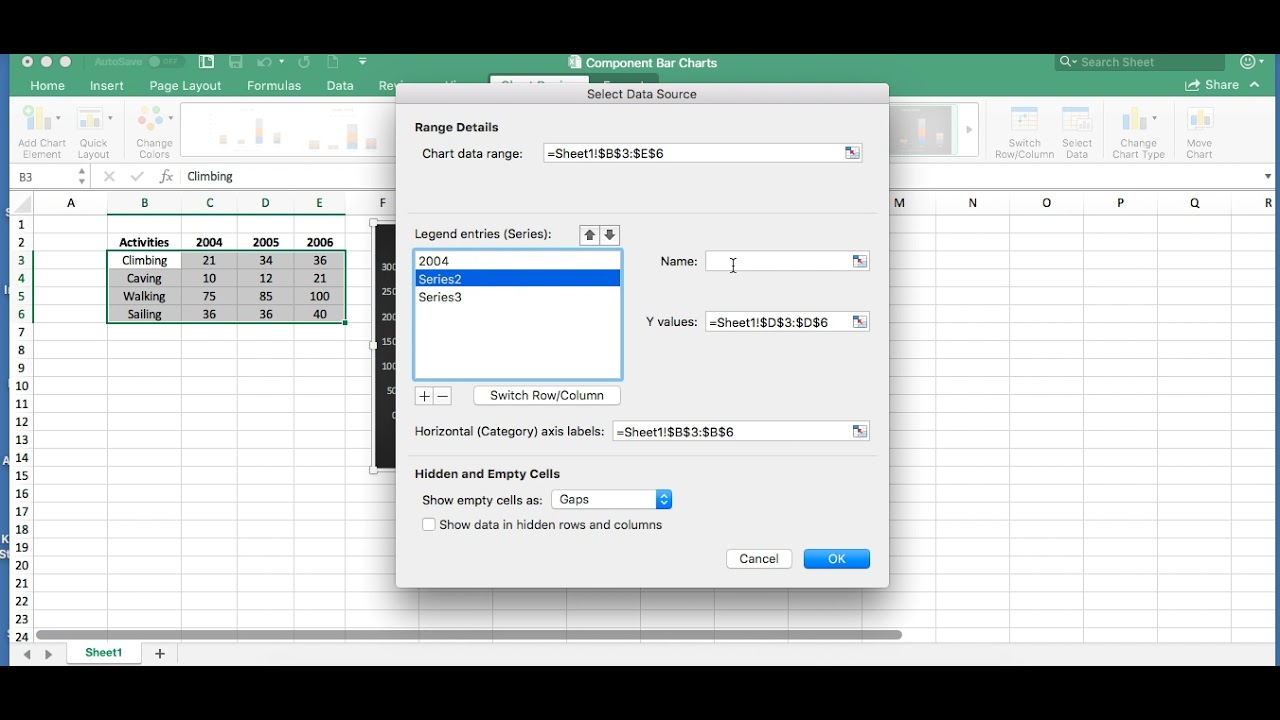Constructing Component Bar Charts Using Excel Youtube
