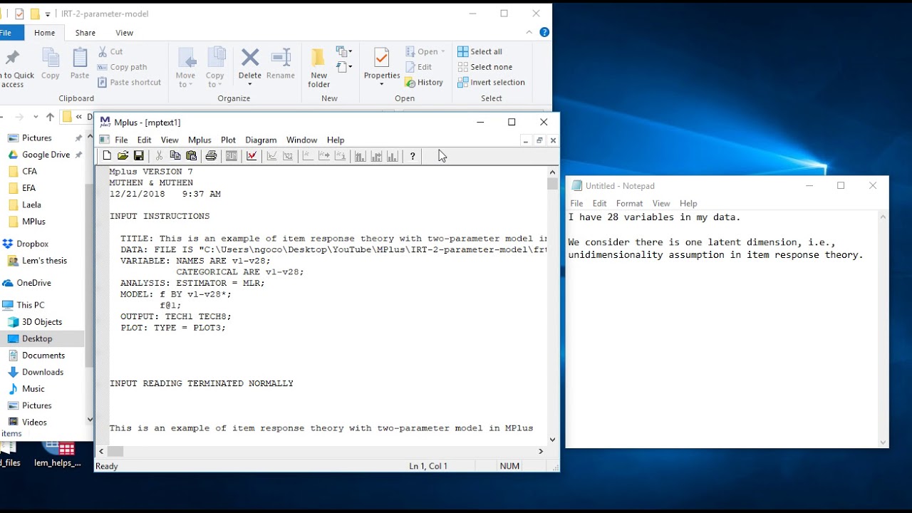 Item Response Theory (IRT) in Mplus - A two-parameter IRT model - YouTube