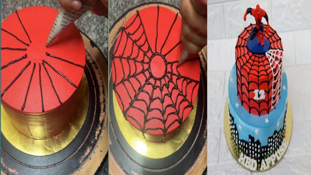 Spider man cake design ]two tier spider man cake ]spider man theme cake ...