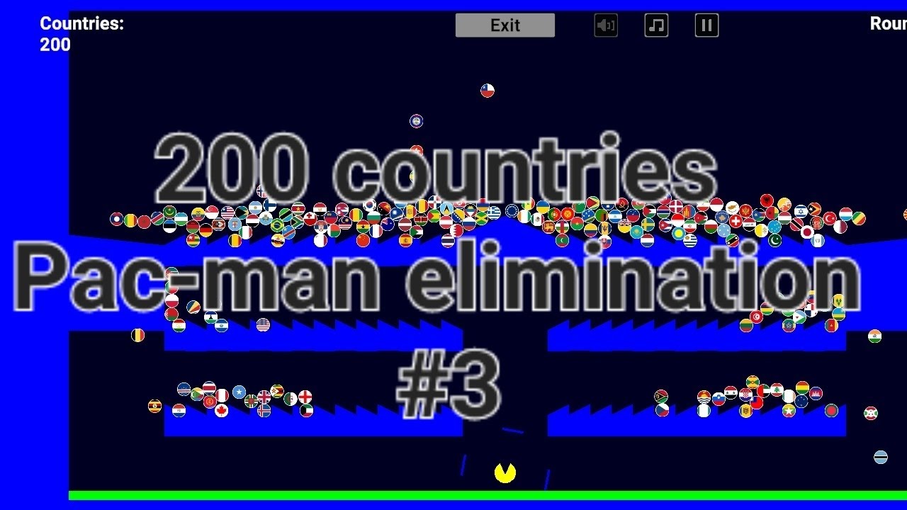 Pac-man elimination #3 ~ 200 countries marble race ~ in Algodoo ...
