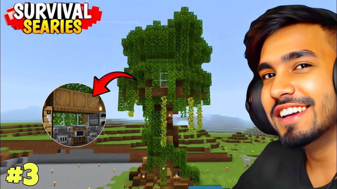 I Build Epic TREE HOUSE | Minecraft PE Survival Series EPISODE 3 - YouTube