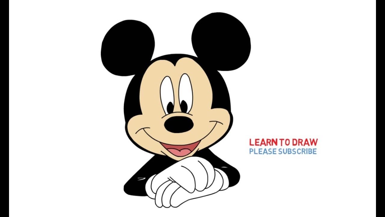 How To Draw Mickey Mouse Face Step By Step Easy For Kids - YouTube
