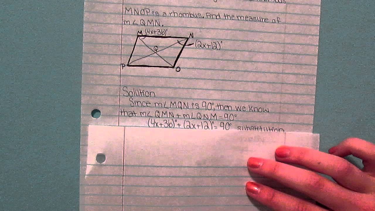 perpendicular diagonals of a rhombus - YouTube