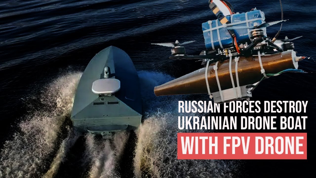 Russian Forces Destroy Magura V USV With FPV Drone - YouTube