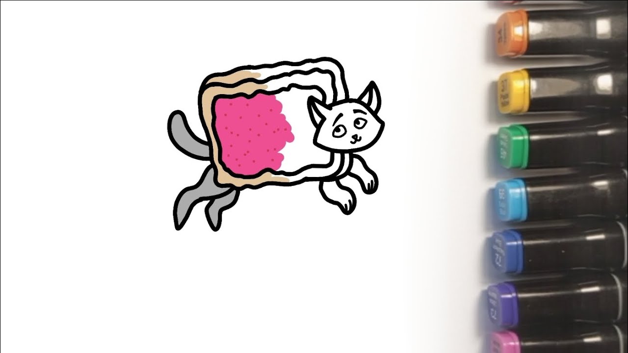 How to Draw a Nyan Cat in Cartoon Style - YouTube