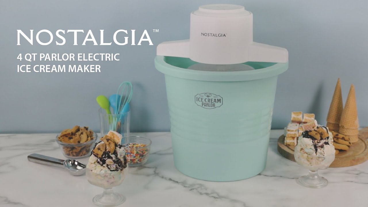 NPICMPRLWM4AQ | Nostalgia 4QT Aqua Parlor Electric Ice Cream Maker ...