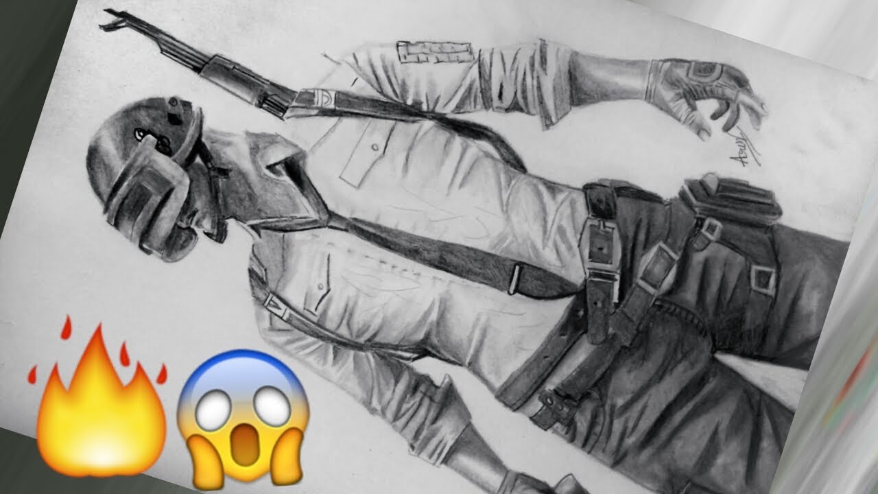 Pubg drawing easy / Pubg drawing step by step - YouTube