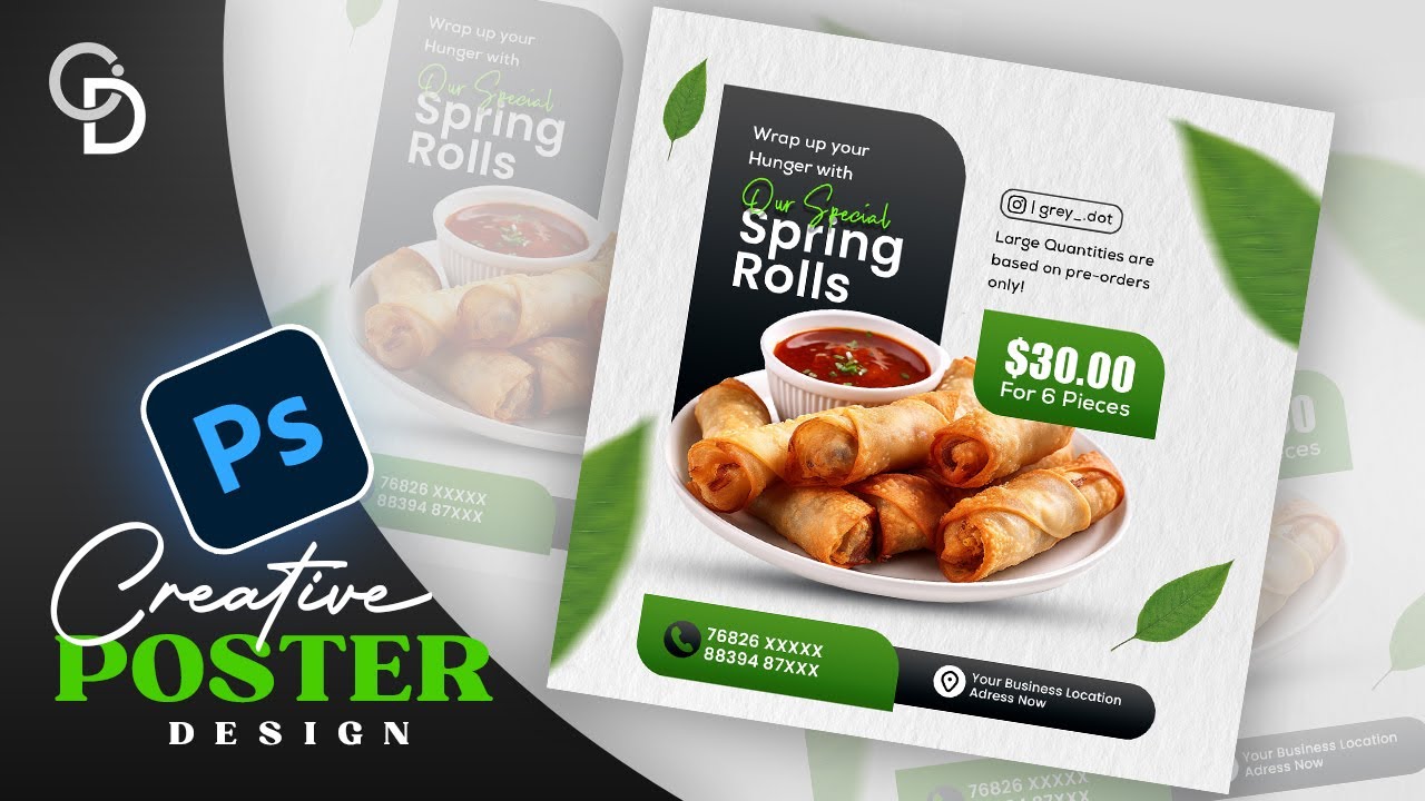 how to design spring rolls poster in adobe photoshop cc - YouTube
