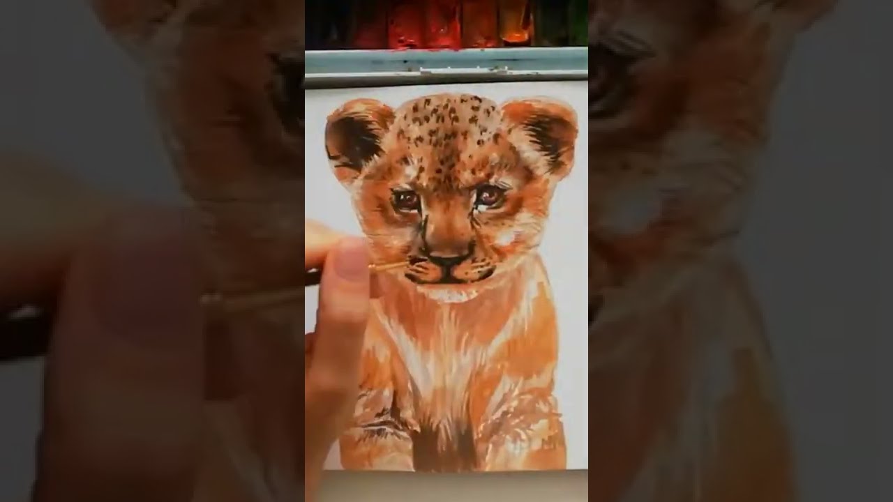 Watercolor painting a tiger/Watercolor tutorial #Shorts - YouTube