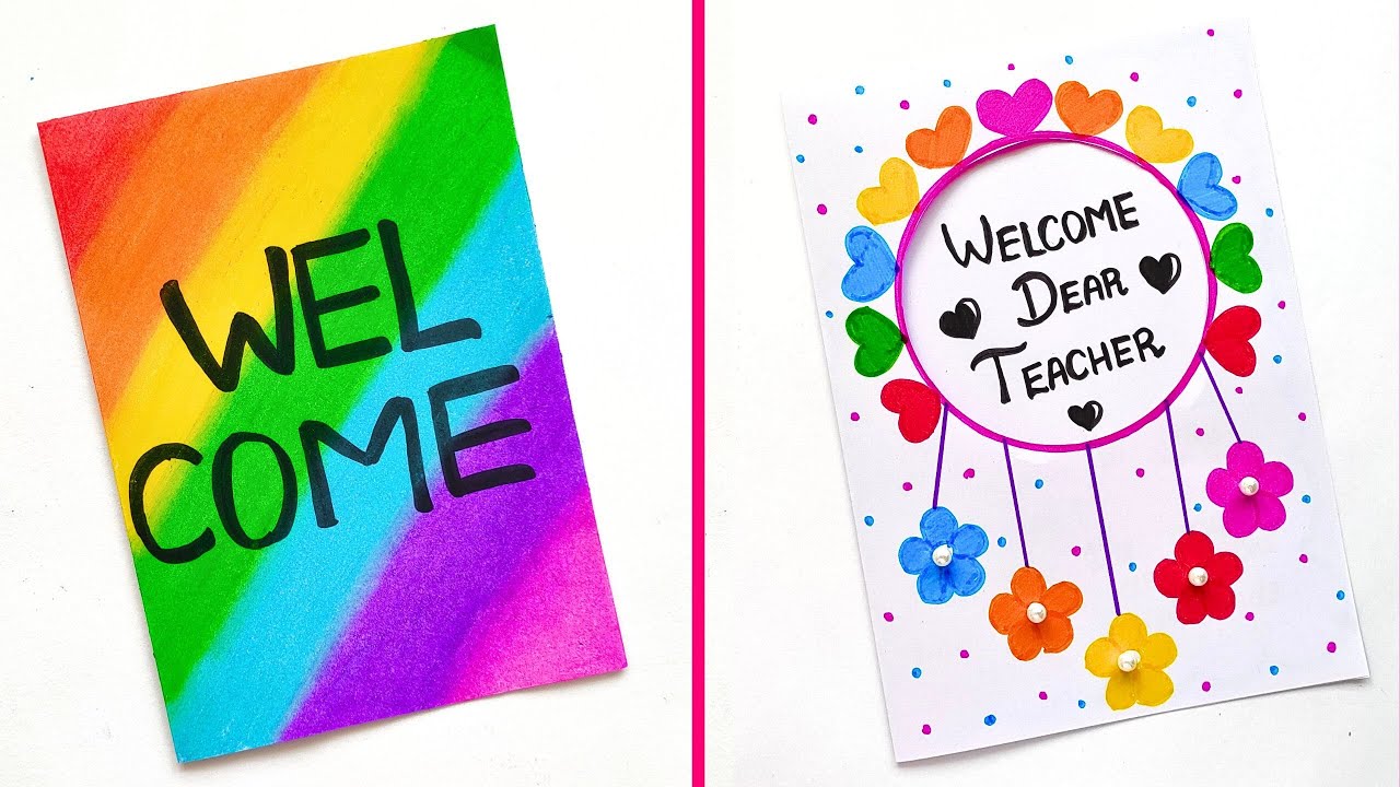 🤩 2 DIY Welcome Greeting Card 🤩 | Easy & Beautiful Welcome Card | White ...