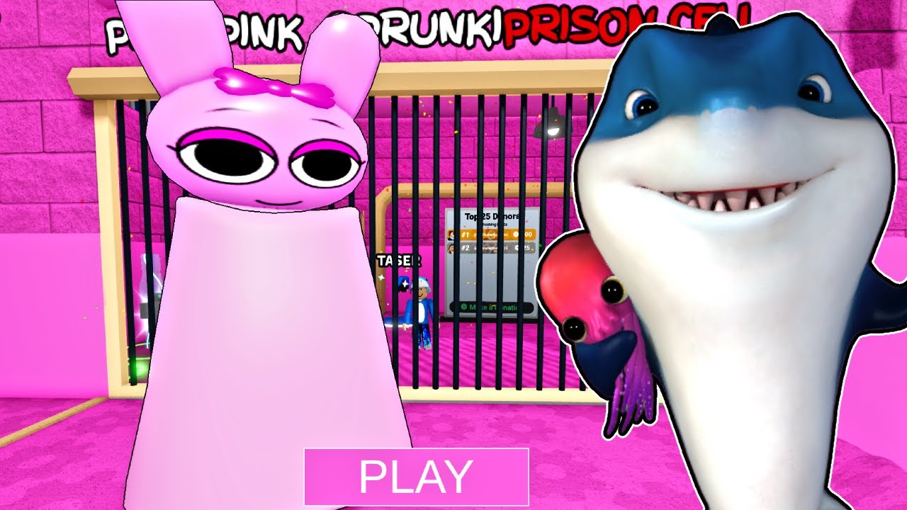 SPRUNKI ROSA virou o POLICIAL BARRY no ROBLOX - YouTube