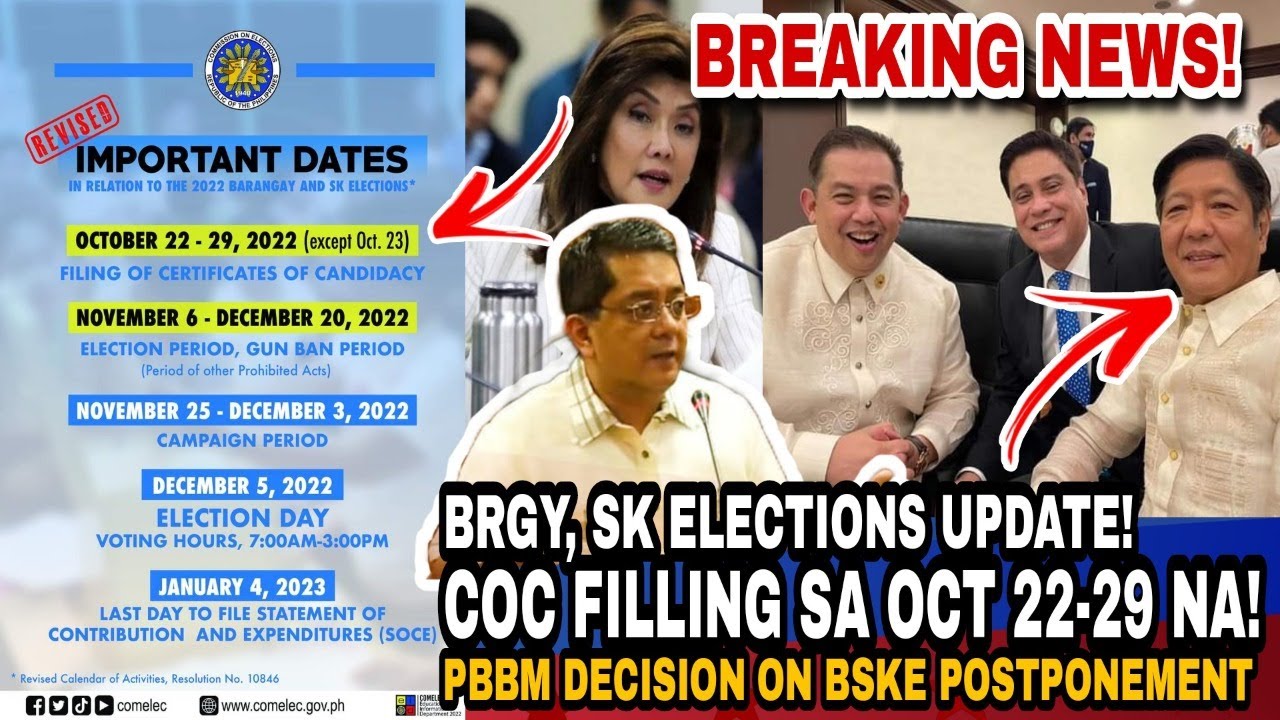 ⭕LIVE! BARANGAY, SK ELECTIONS UPDATE COC FILLING OCTOBER 22-29 NA ...
