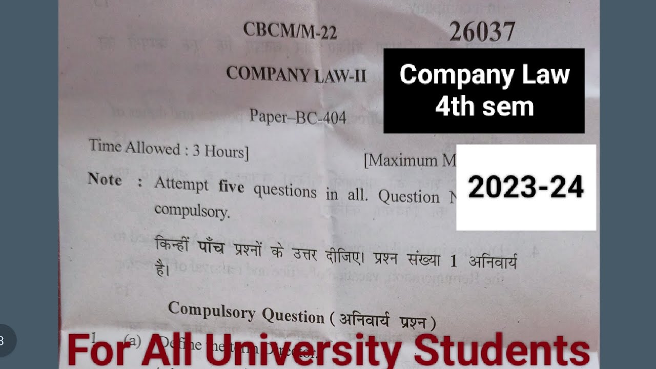 Company Law Question Paper For B 4th Sem2023 24 4th Sem Company company-law-question-paper-for-b-4th-sem2023-24-4th-sem-company