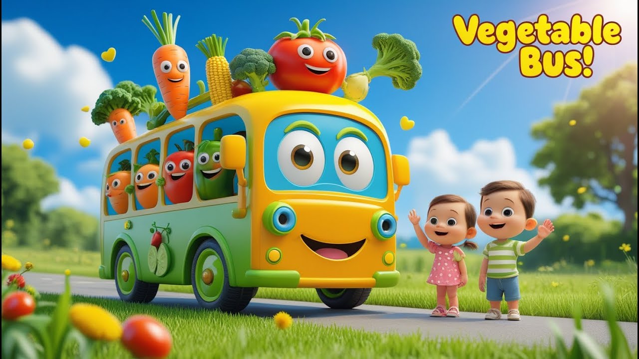 The Wheels of the Vegetable Bus | Fun Vegetable Song for Kids | Nursery ...