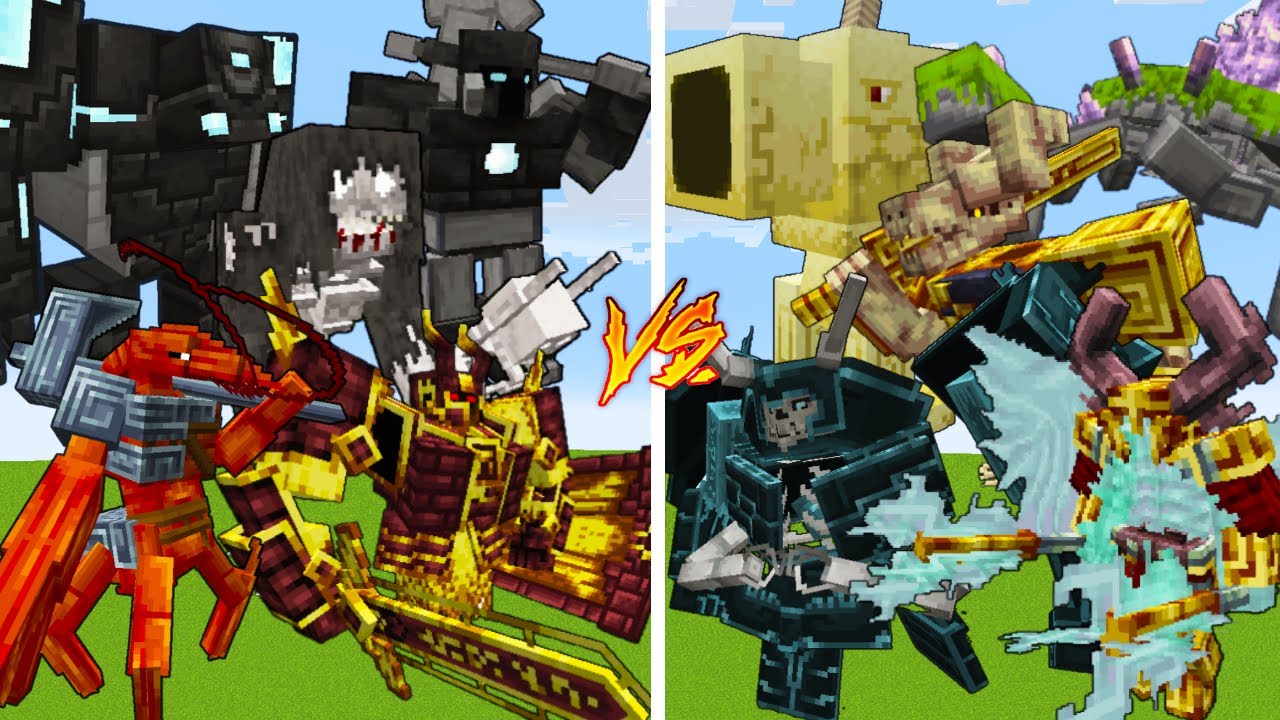 5 Strong Bosses VS 5 Strong Bosses / Minecraft Mob Battle - YouTube