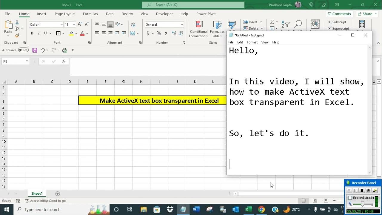Make ActiveX text box transparent in Excel - YouTube