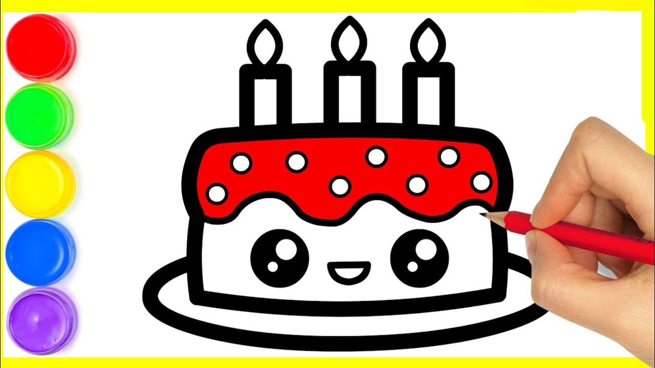 Beautiful Cake Drawing, Painting, Coloring for Kids and Toddlers | How ...