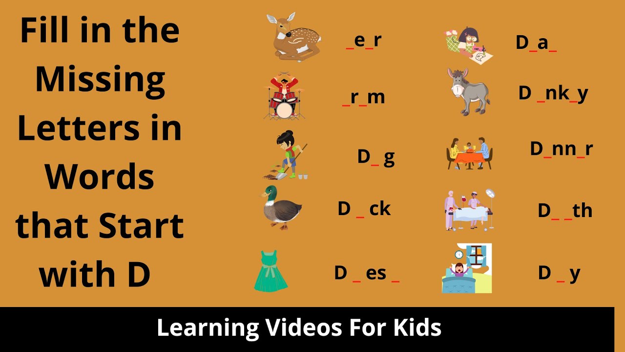 Fill in the Missing Letters - Learning Videos for Kids || English Words ...