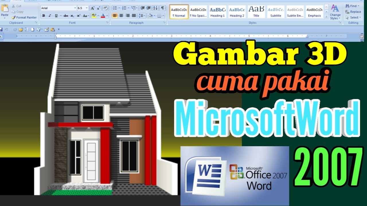 Rumah Minimalis #MicrosoftWord ( Menggambar Rumah 3D dengan ...