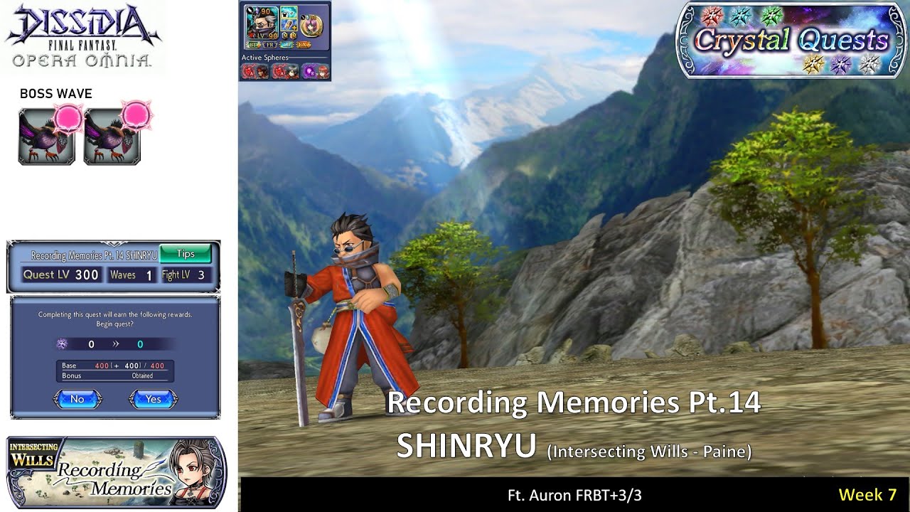 DFFOO [GL] Week 7 Recording Memories Pt 14 SHINRYU (LV 3) | Black Crystal Run ft Auron Solo ...