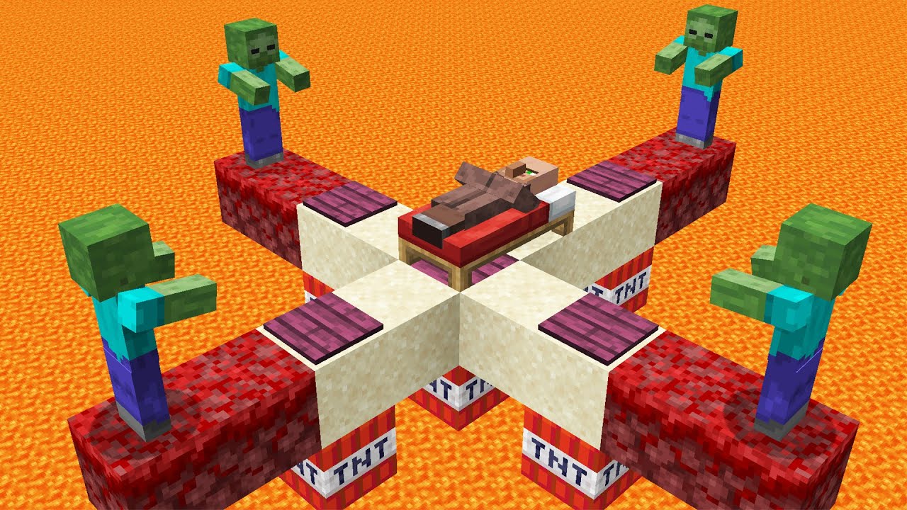 villager vs zombie trap - YouTube