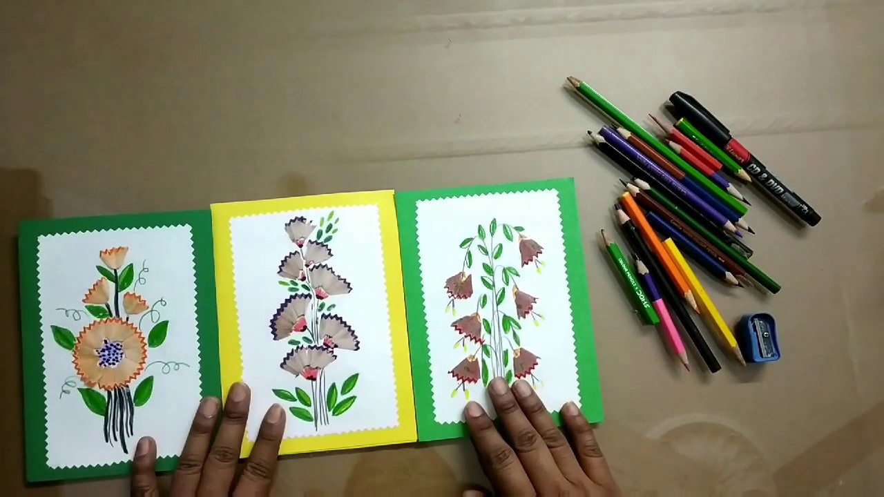 HOW TO MAKE BEST OUT OF WASTE CARDS#DIY PENCIL SHAVING CARD # BEST OUT ...