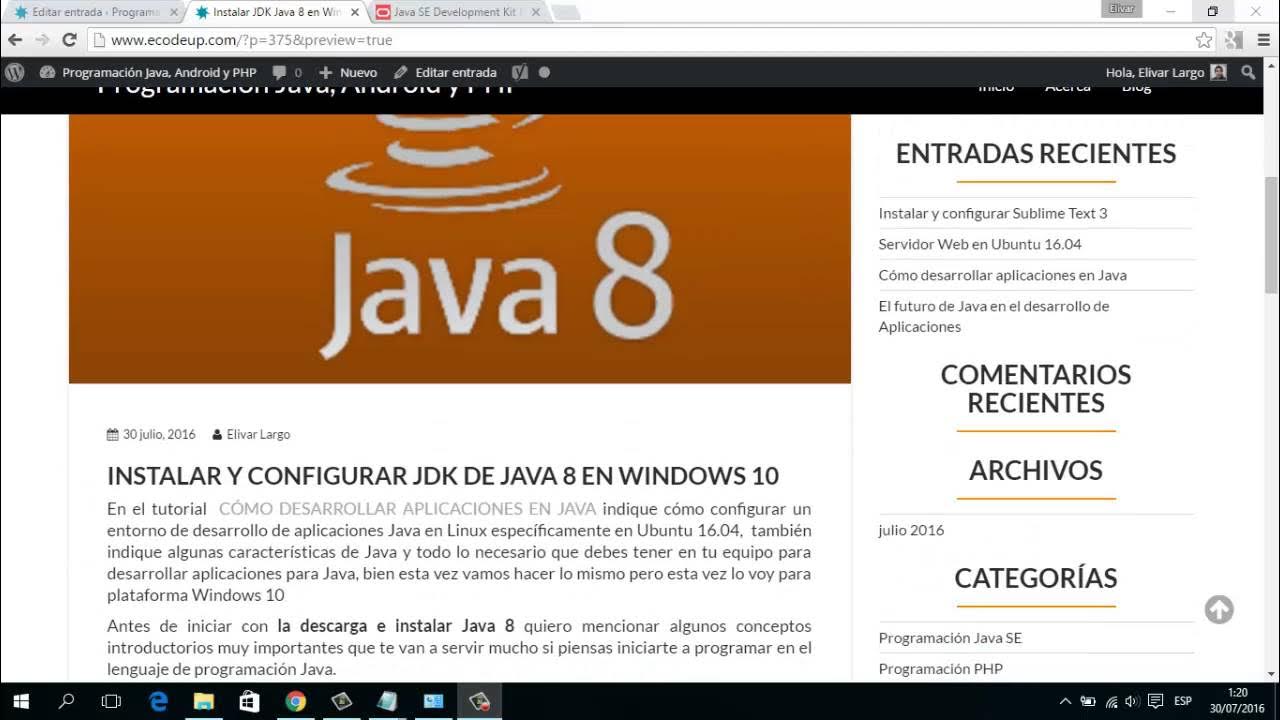 Instalación y configuración JDK de Java en Windows 10 - YouTube