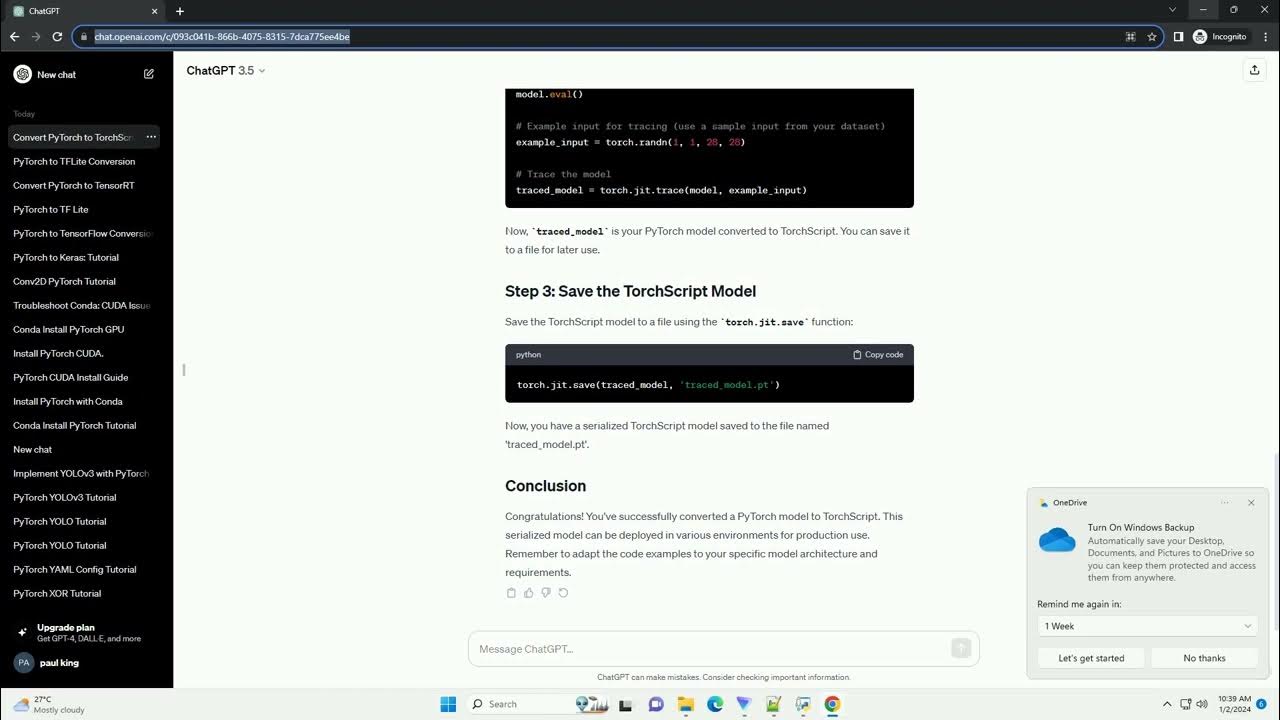 convert pytorch model to torchscript - YouTube