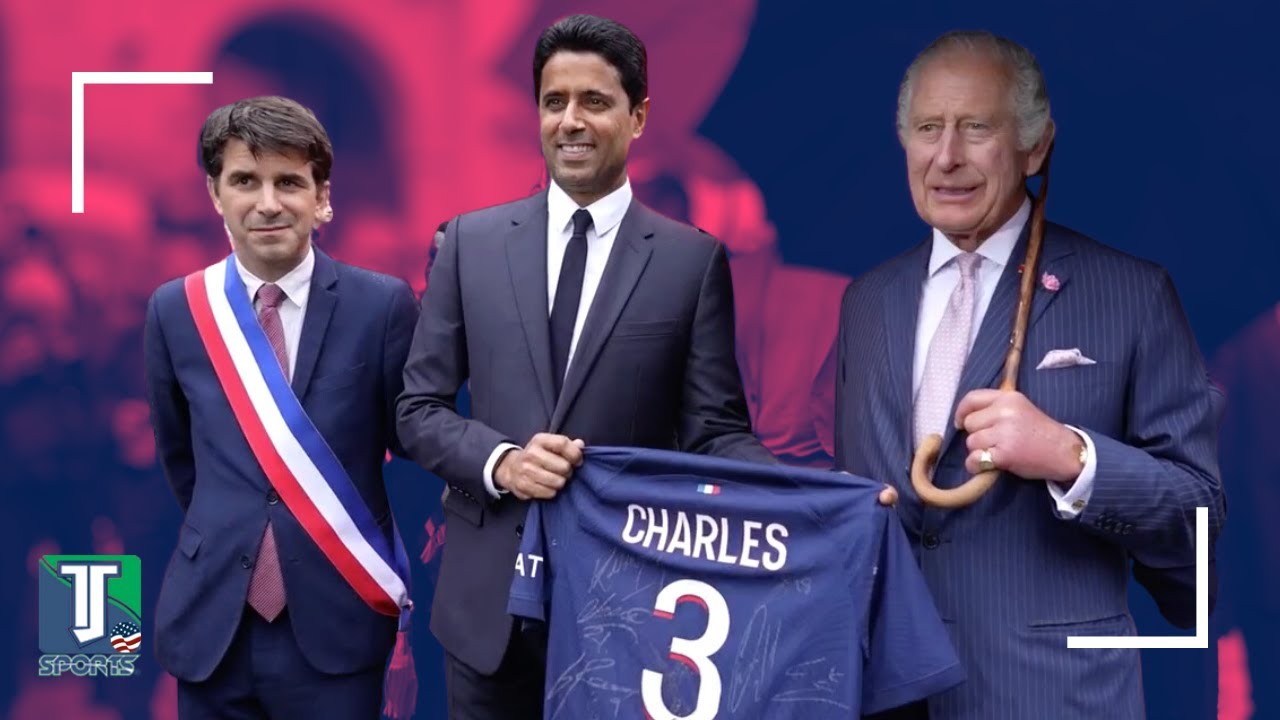 King Charles MEETS PSG team at Rugby World Cup village - YouTube