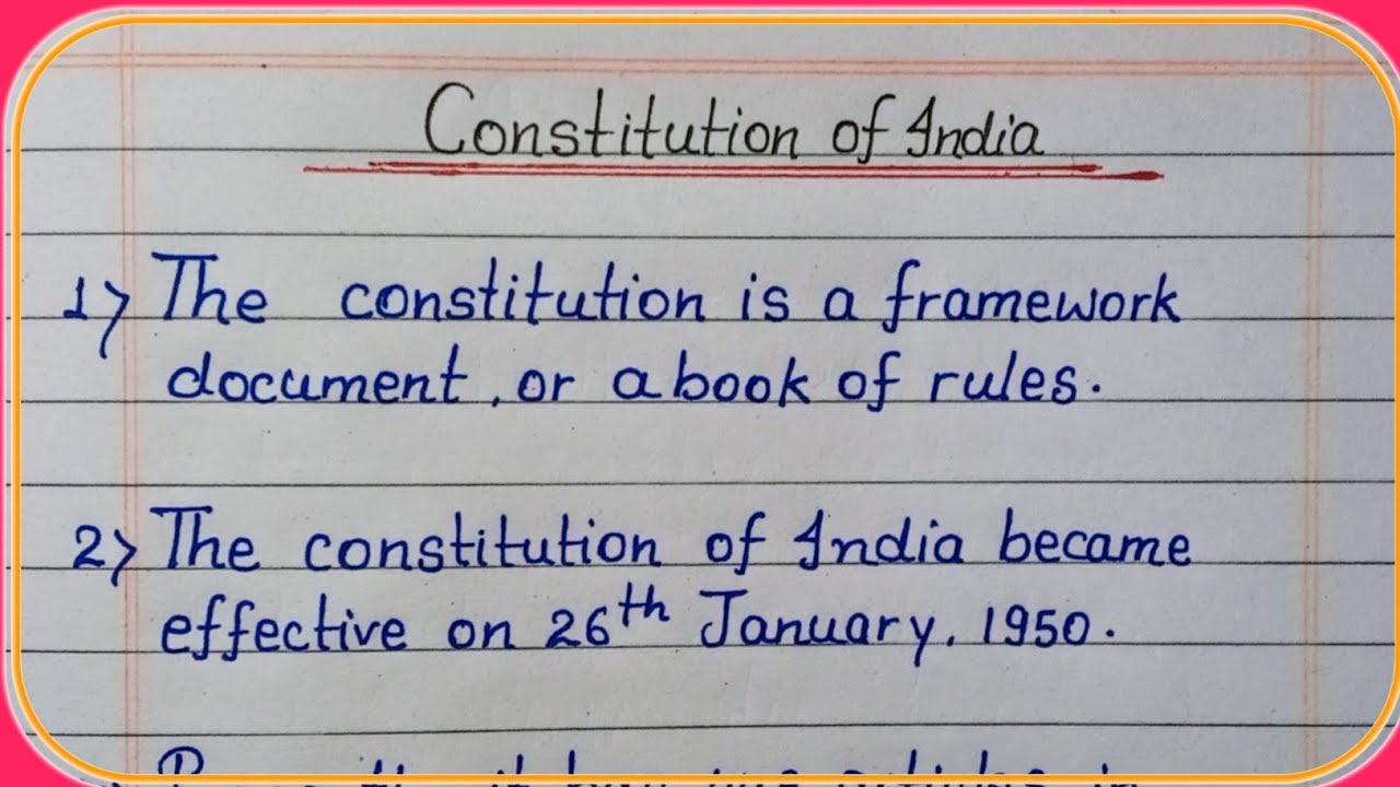 10 Lines on Constitution of India//English Essay on Constitution of ...