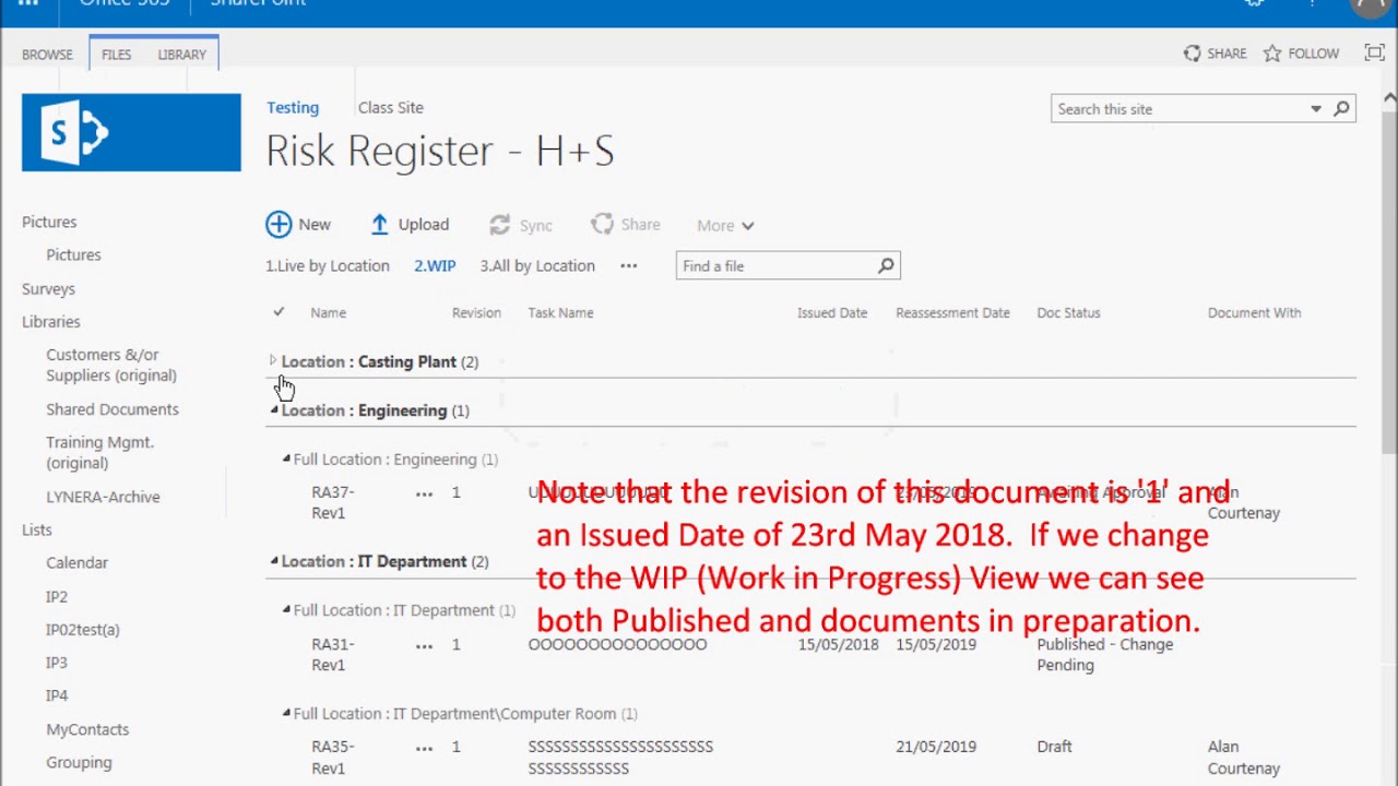 Pt 2of2 - Using Office 365 (SharePoint) for Health & Safety Risk ...