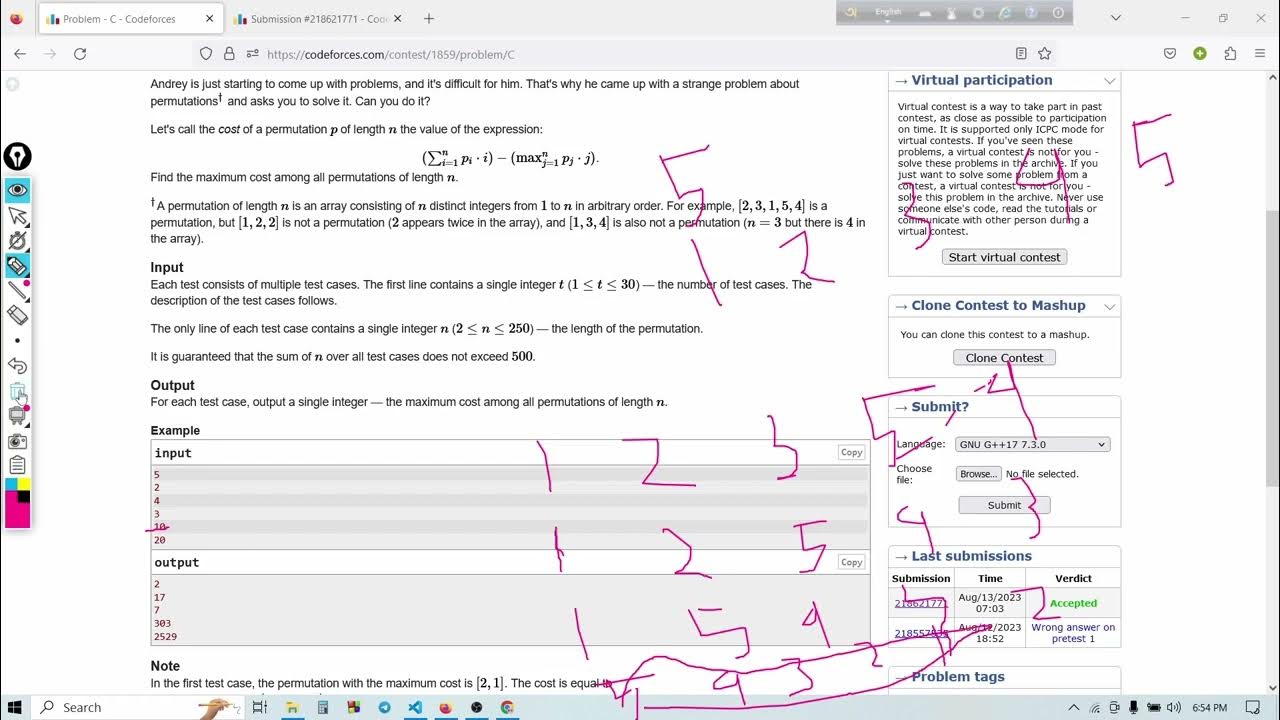 Codeforces Round 892 (Div. 2) || C. Another Permutation Problem || English Tutorial with c++ ...