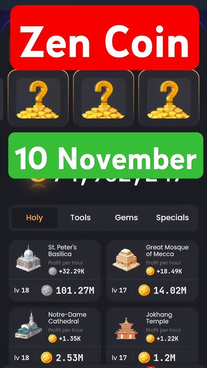 Zen Coin Daily Combo 10 November | ZEN Coin today Combo Card | Zen coin airdrop | #zencoin - YouTube