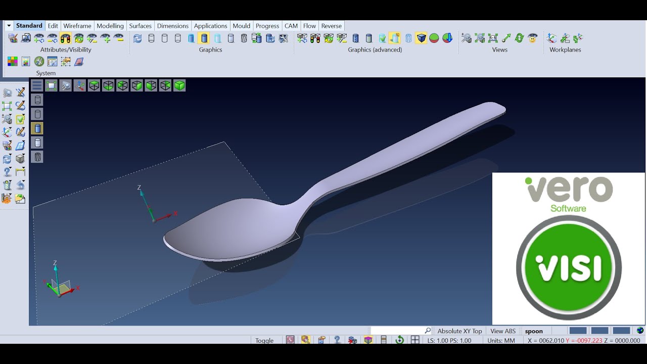 Visi Vero Surface Tutorial _ How to make Spoon. @VISICADCAM - YouTube
