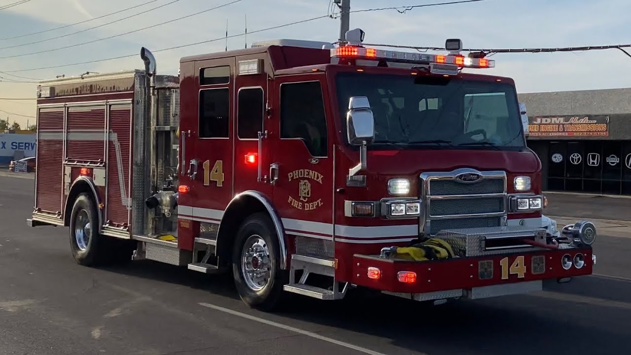 (New) Engine 14 and Reserve Rescue 21 Responding to a 962 [Phoenix Fire ...