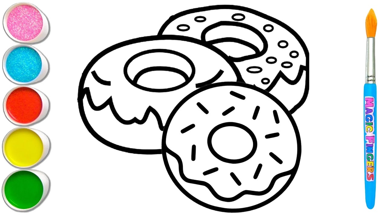 Donut Drawing, Painting, Coloring for Kids, Toddlers | Learn Drawing ...