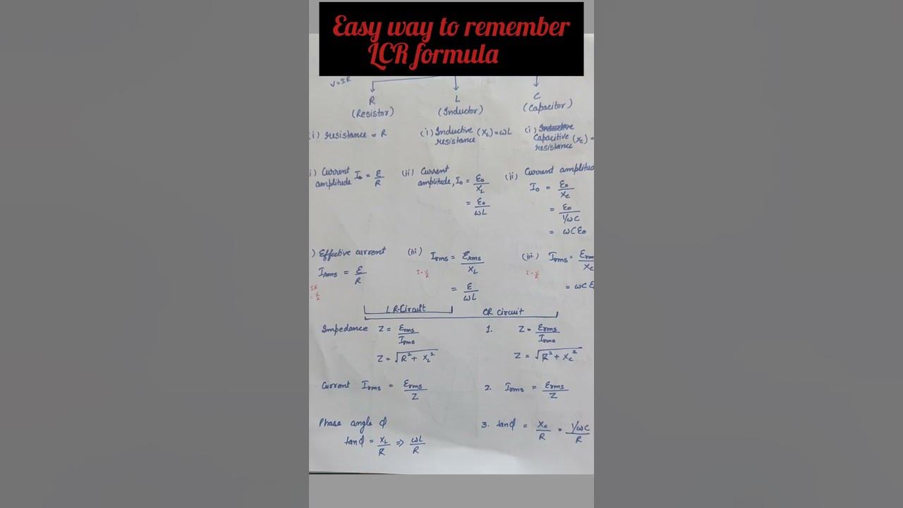 Easy way to remember LCR-series formula #physics #LCR - YouTube
