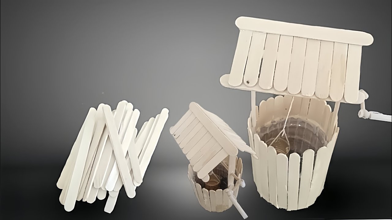 DIY Mini Well | Easy Project with Wooden Sticks and Glue" - YouTube