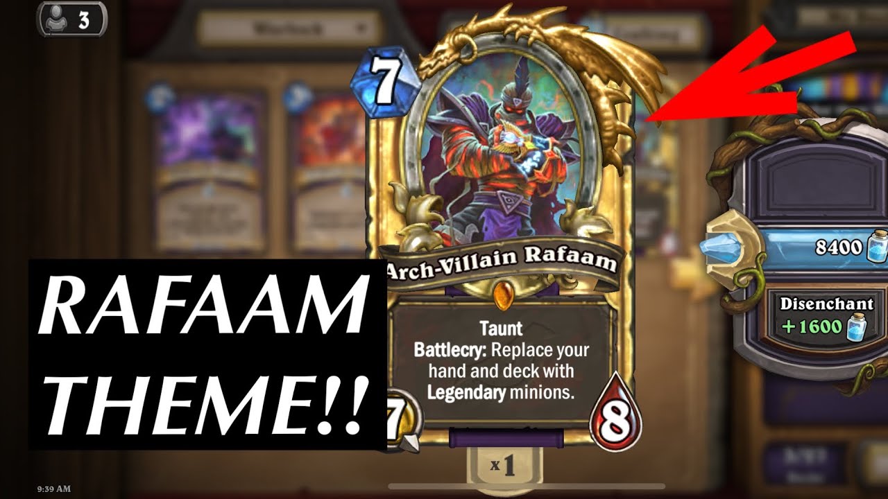 ARCH VILLAIN RAFAAM Hearthstone Theme, Voice Line, & Golden Animation ...