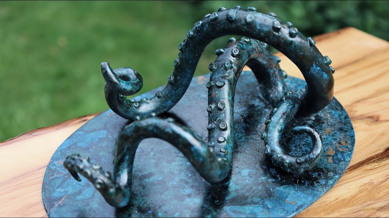 How to sculpt an octopus with patina out of a solid copper bar - YouTube