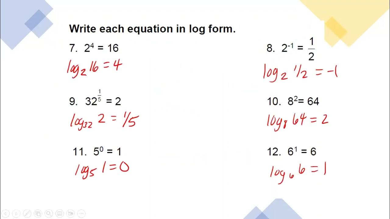 2.2C Exponential to Log Form - YouTube