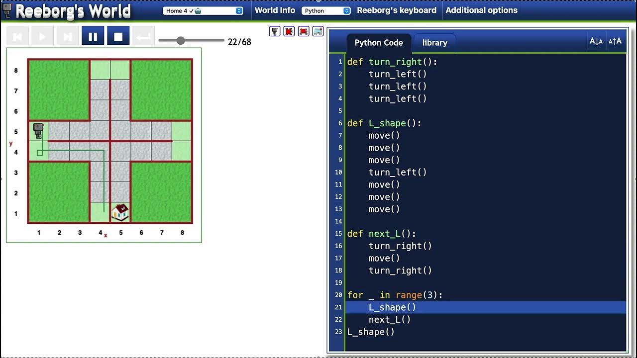 Reeborg's World Home 4 | Python Solution - YouTube