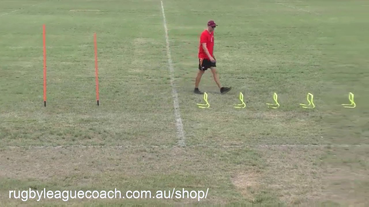 Rugby League Side on 2 feet high knees side on through poles SHAPE UP ...