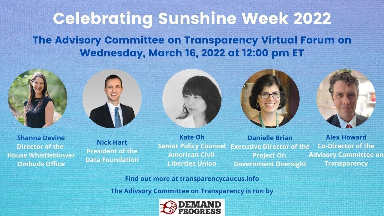 Advisory Committee on Transparency - Sunshine Week 2022 Event - YouTube