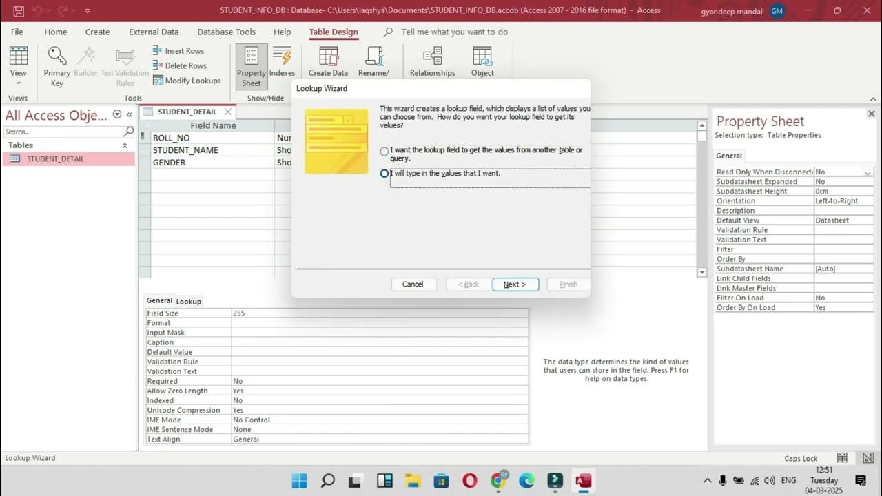 MS ACCESS CREATE TABLE & DATA TYPES - YouTube