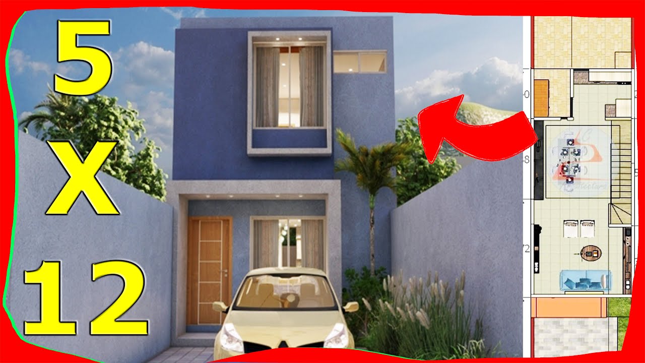 Plano de Casa de 5x12 DOS Plantas con 2 RECAMARAS (Fachadas de Casas ...