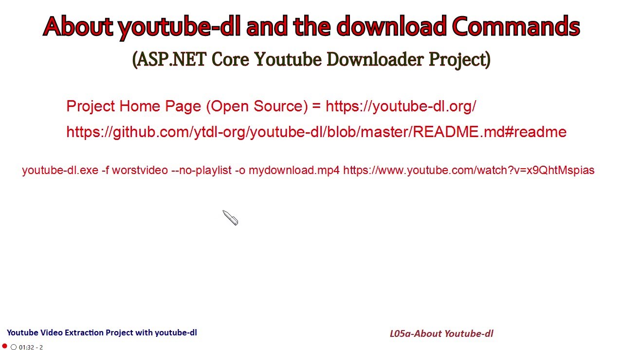 Step 4a - About Youtube-dl and use on Commandline | Youtube Downloader Project with youtube-dl ...