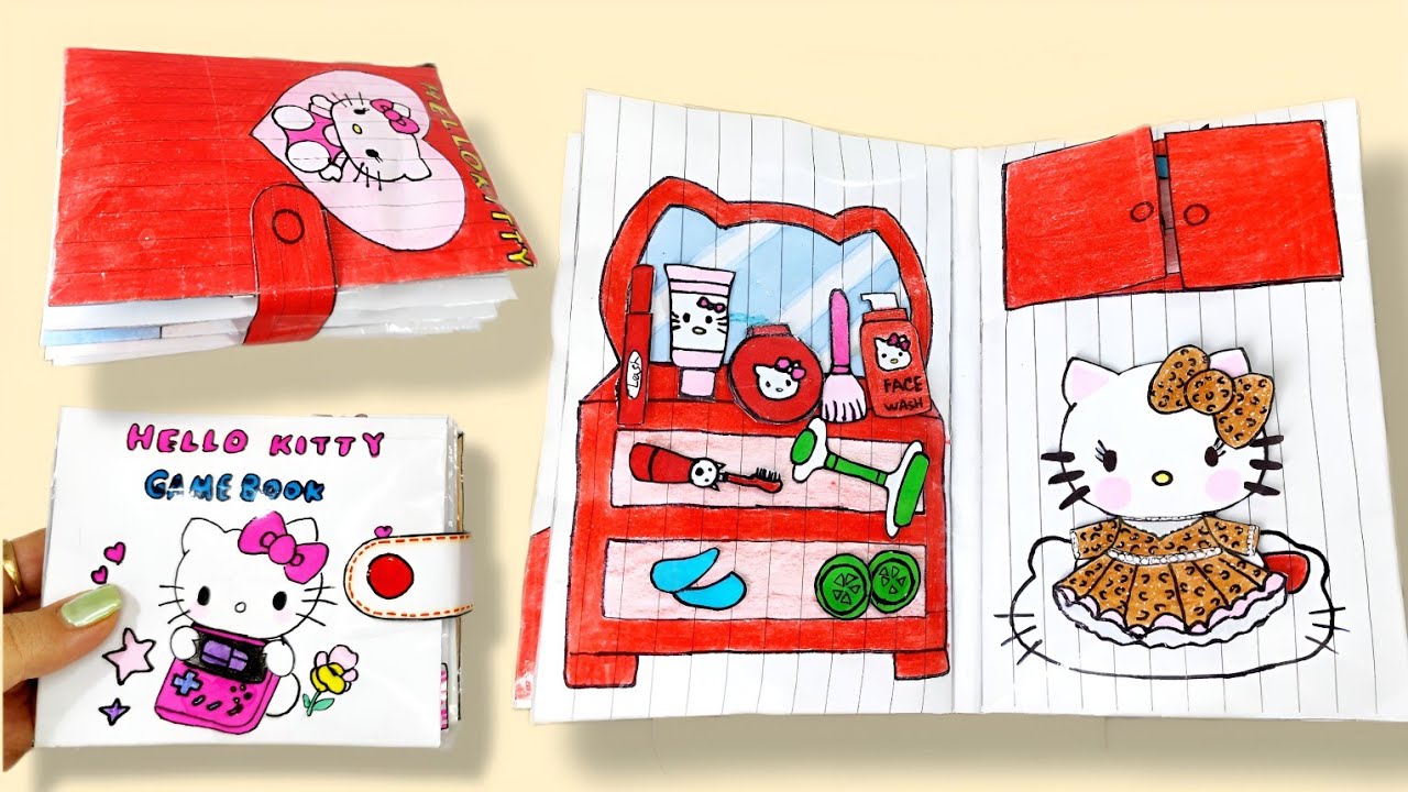 HELLO KITTY House Squishy Book and Gaming Book /DIY Skincare + outfit ...