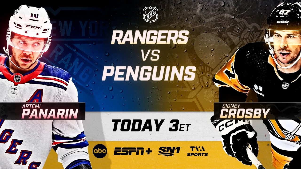 Don't miss the Rangers vs. Penguins, today at 3PM ET on ESPN+ and ABC ...
