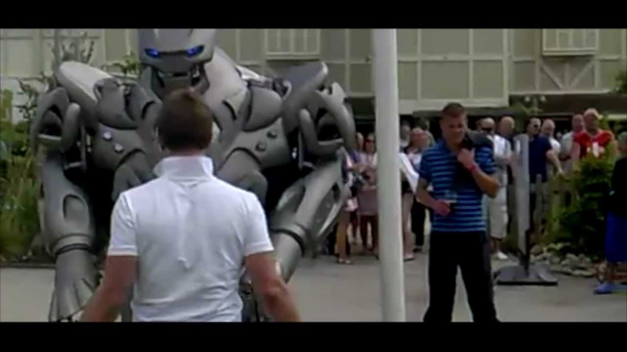 Titan the Robot Punches Drunk Guy - Full Edited Version - See ALL the action - YouTube